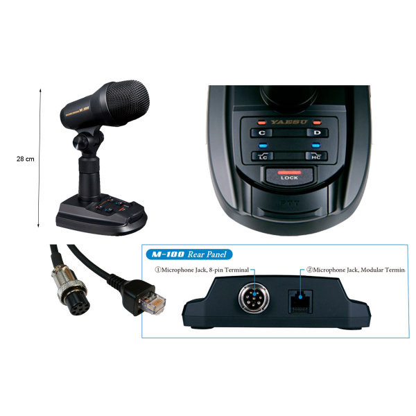 Microphone Yaesu M-100: Desktop microphone for Yaesu 8-pin/RJ45 ...